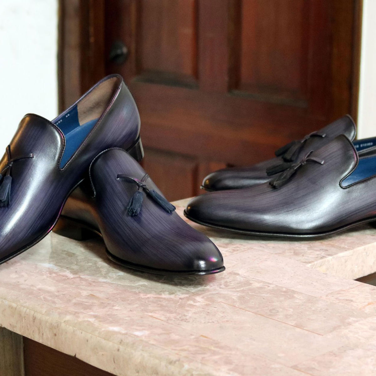 Jean Pierre Hand Burnished Calfskin Tasseled Loafer Black – C&E Fashions
