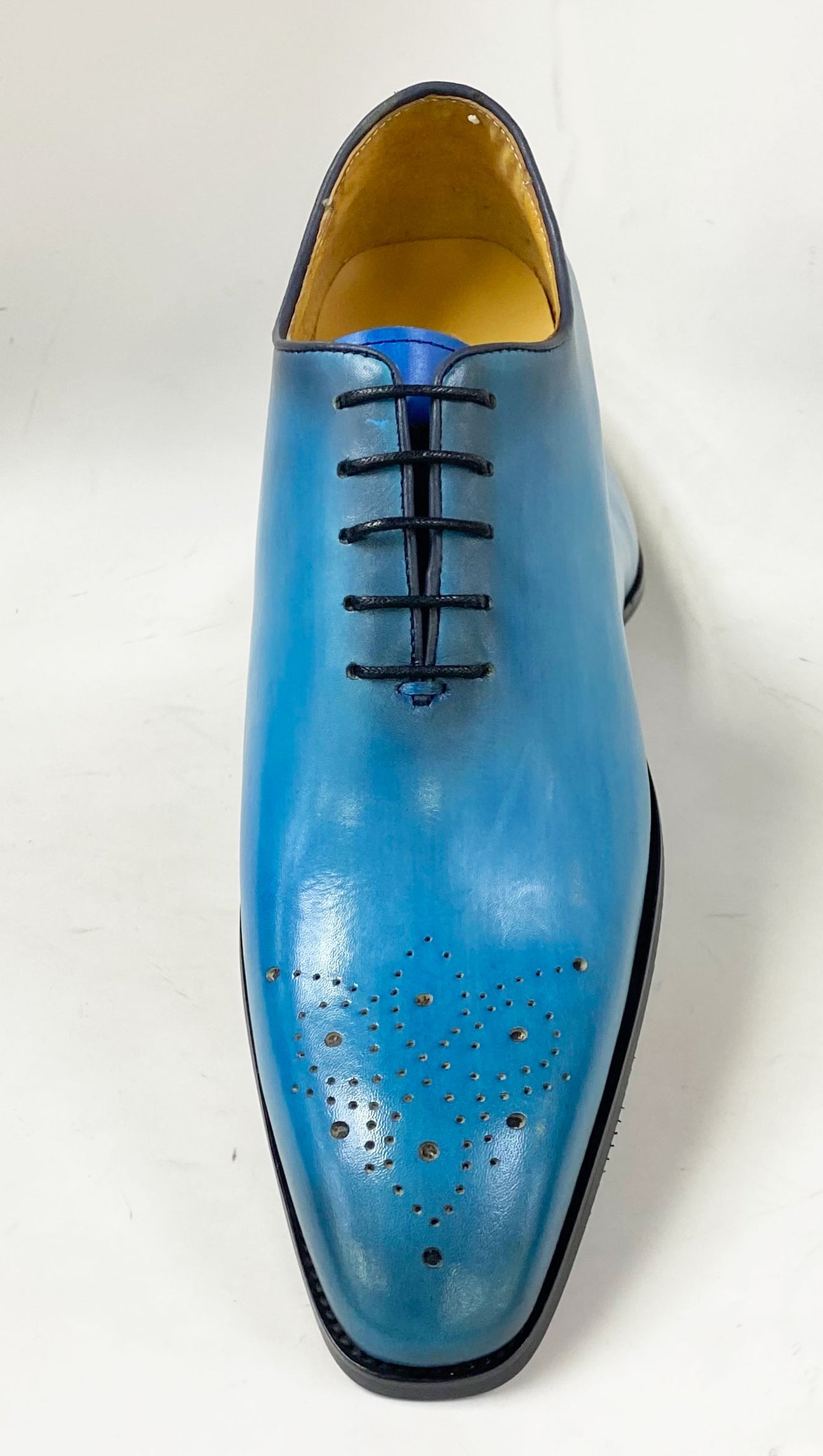 Burnished Calfskin Lace-Up Oxford Ocean Blue – C&E Fashions