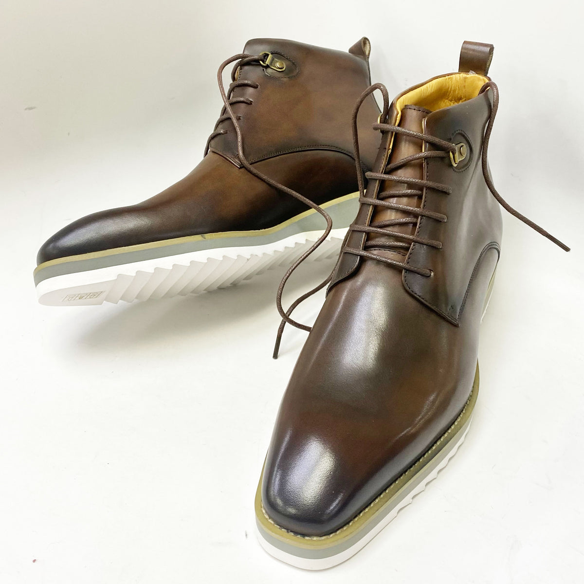 Burnished Calfskin Lace-Up Boot Brown – C&E Fashions