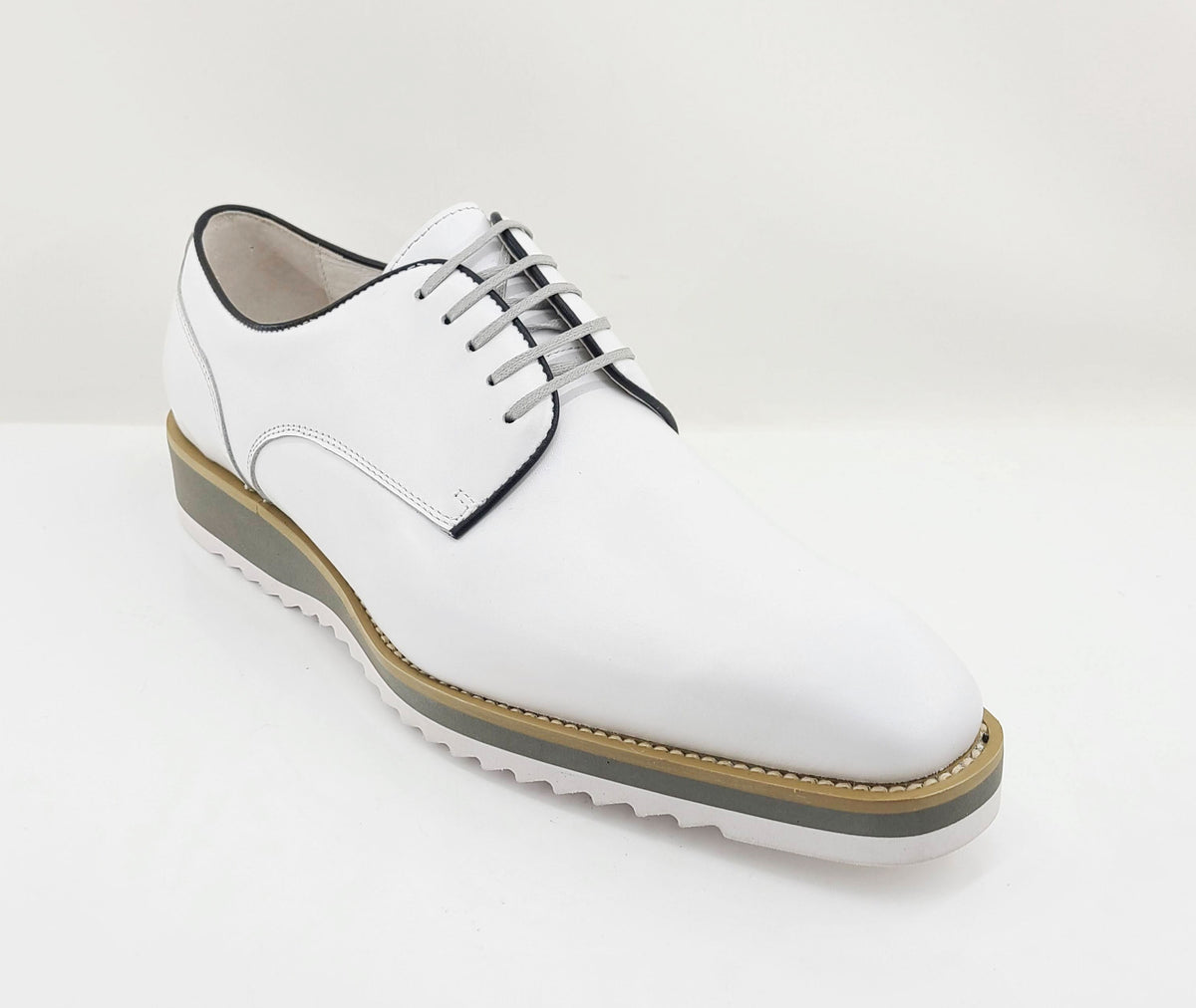Burnished Calfskin Lace-Up Shoe White – C&E Fashions