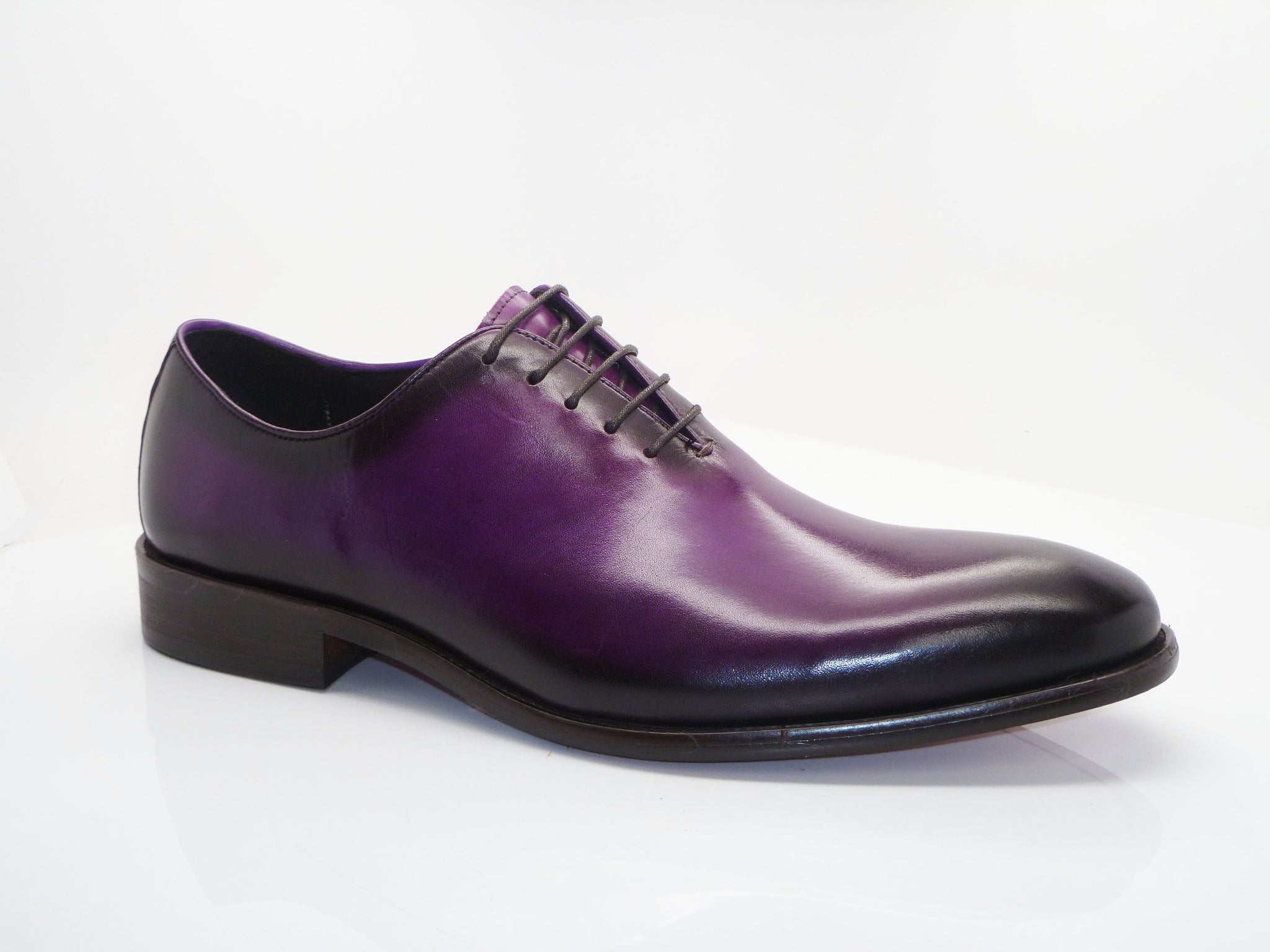 Burnished Calfskin Lace-Up Oxford Purple – C&E Fashions